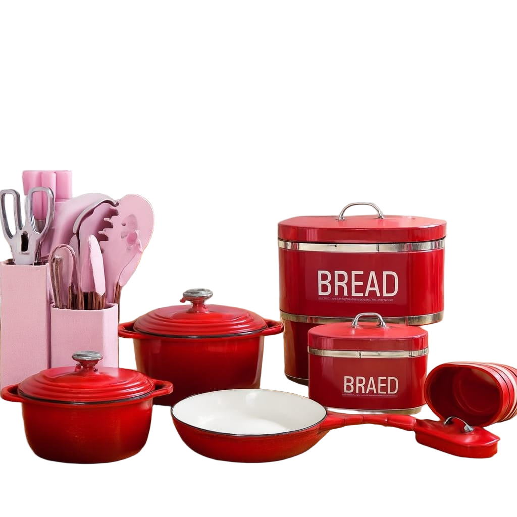 30 Piece Kitchen Combo Set Bread Bin Utensils Cast Iron – Vicetech ...