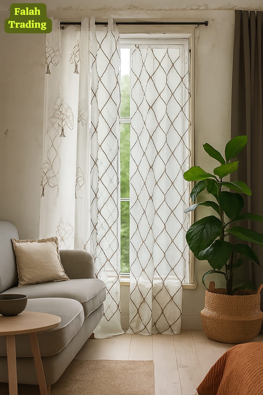 Diamond Grid Lace Curtain Pattern 3M Length For Living Room – Vicetech ...